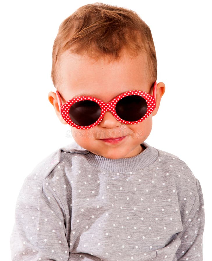 Baby with sunglasses stock image. Image of glasses, dress - 9817915