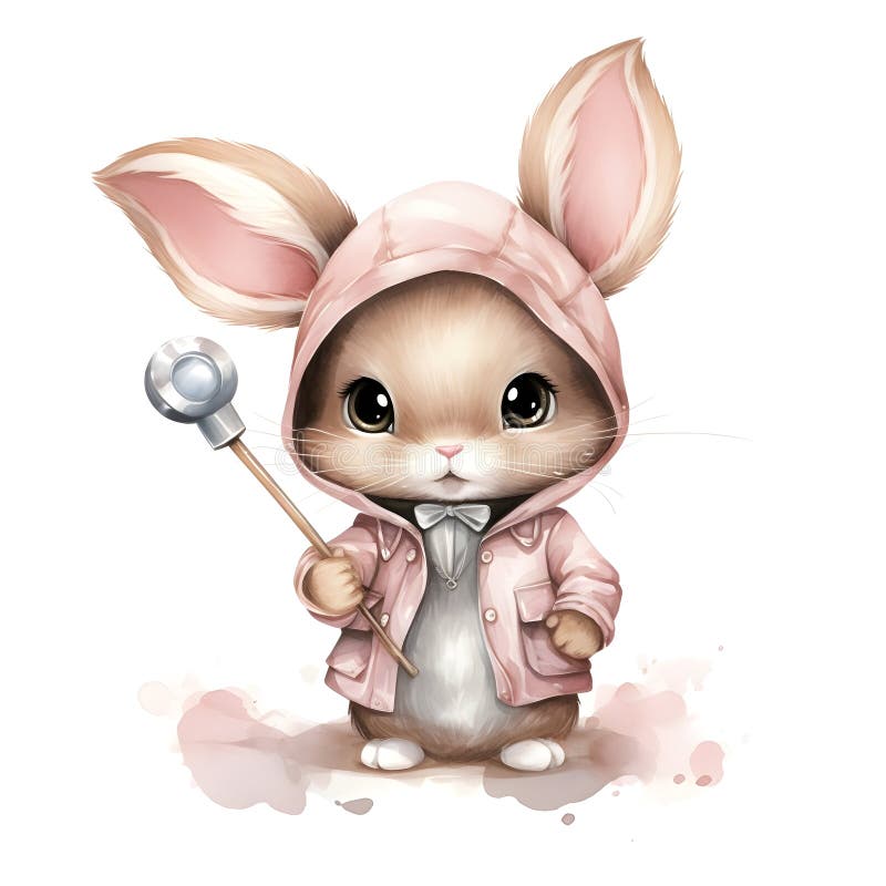 Baby Super Spy Cute Bunny Cute Bunny Watercolor Stock Illustration ...