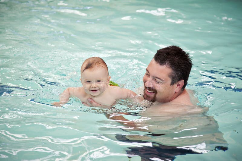 Baby swimming dad pool stock image. Image of daddy, teaching - 40211629
