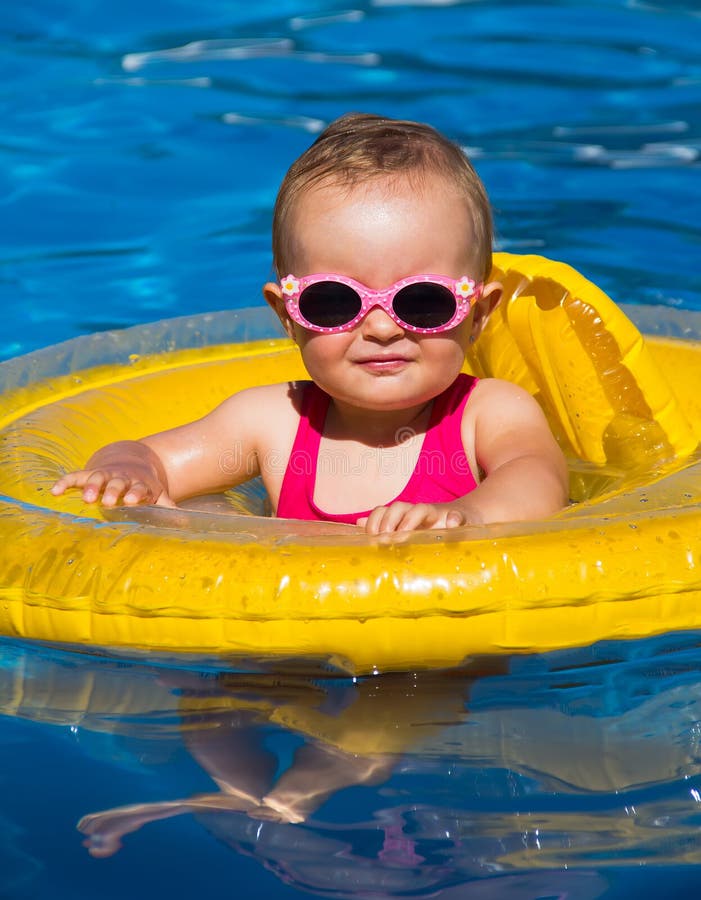 Child in Swimming Pool. Kids Swim. Water Play. Stock Image - Image of ...