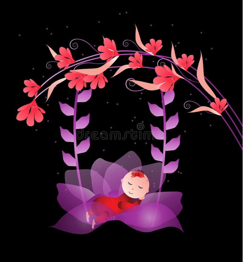 Baby on a swing stock vector. Illustration of card, care - 31376783
