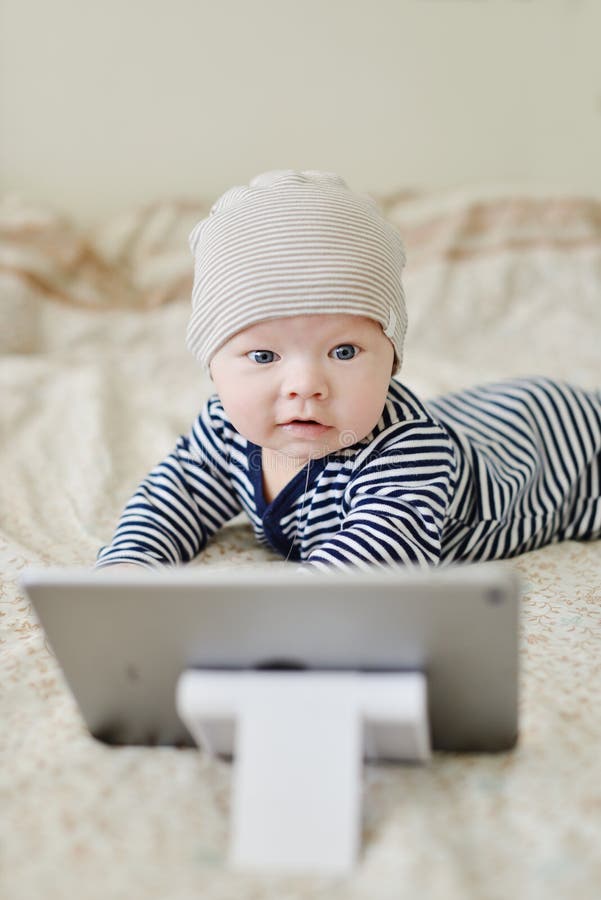 Baby with tablet pc stock photo. Image of internet, infant - 118405444