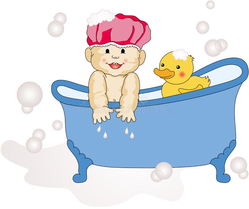 Baby Taking a Bath stock vector. Illustration of child - 36434207
