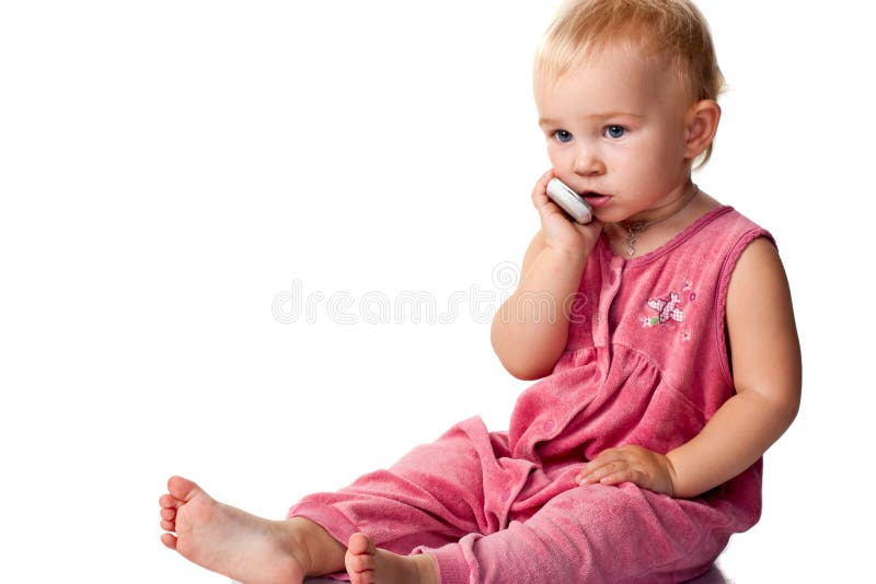 Baby Talking on the Mobile Phone Stock Photo - Image of discussion ...