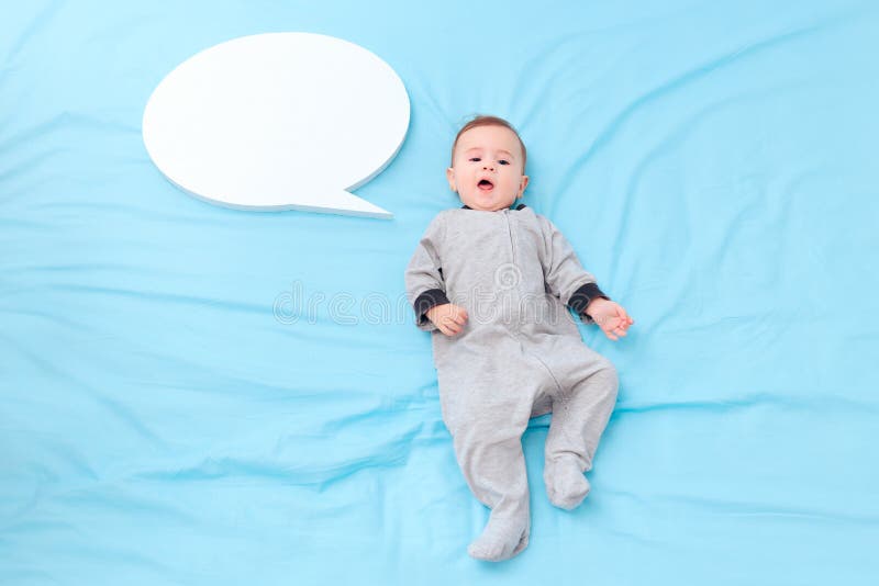 Baby Talking with Speech Bubble Learning Language Stock Photo - Image ...