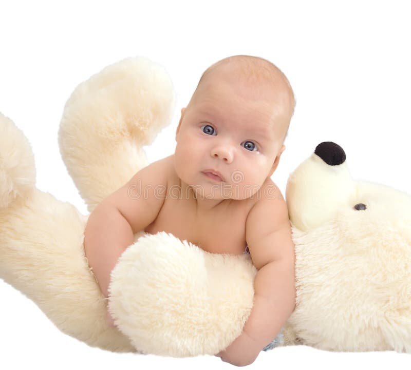 Baby and teddy stock image. Image of child, infant, cute - 2079577