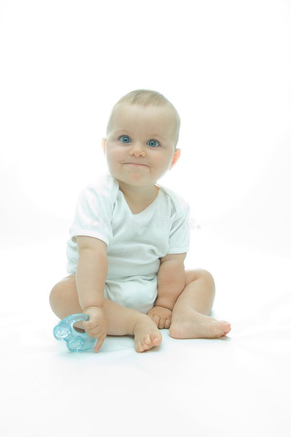 Baby with teether stock image. Image of boys, children - 7467585