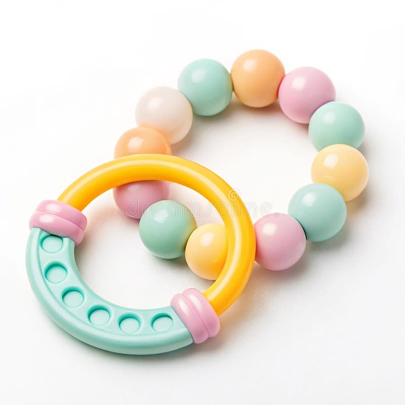 Baby Teething Ring with Beads Stock Illustration - Illustration of grip ...
