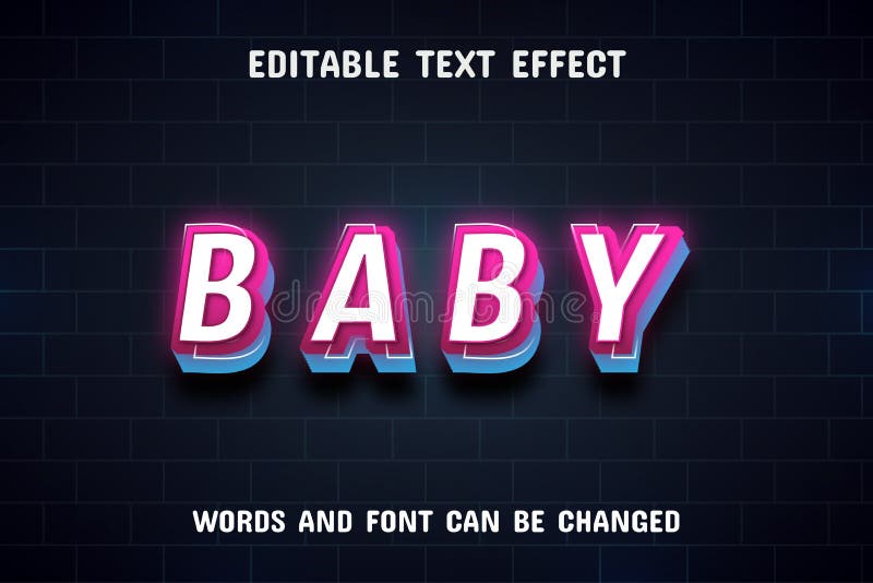 Baby Text - Editable Neon Text Effect Stock Vector - Illustration of ...
