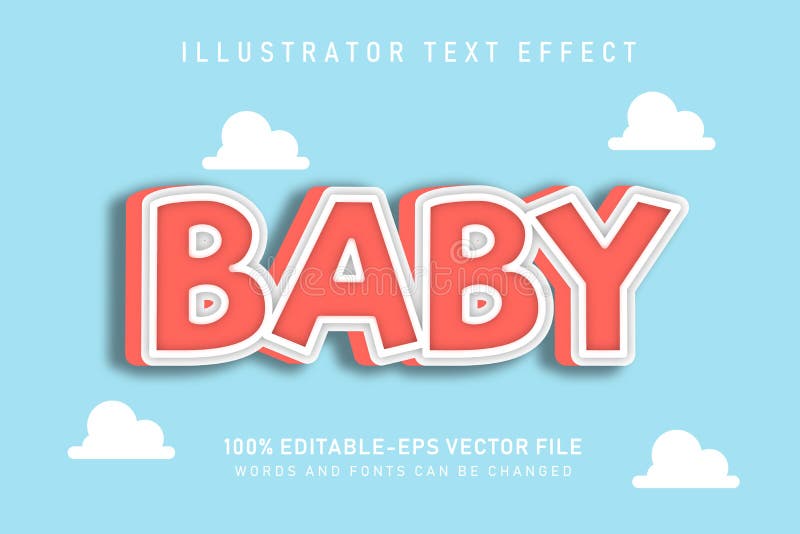 Baby Text Effect Design Vector Stock Vector - Illustration of lettering ...