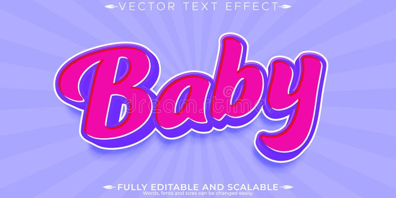 Baby Text Effect, Editable Girl Boy and Cute Customizable Font Style ...