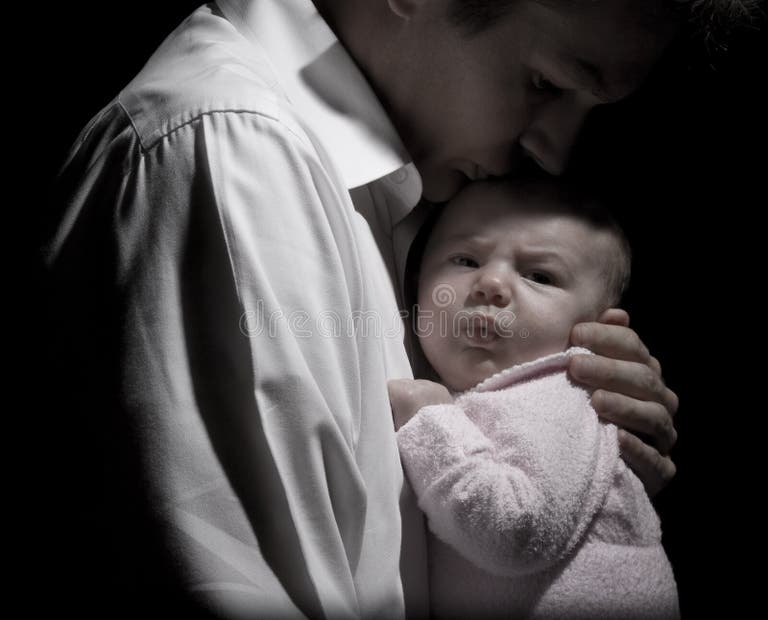 Baby and Their Loving Father Stock Photo - Image of touching, cute ...