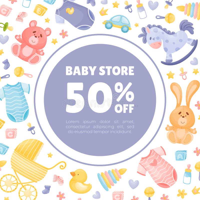Baby Things and Objects Store Banner Design Vector Template Stock ...