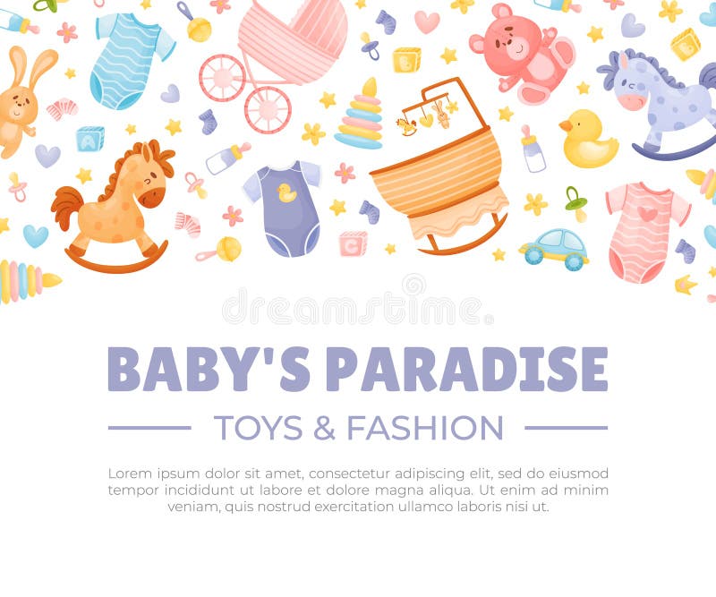 Baby Things and Objects Store Banner Design Vector Template Stock ...