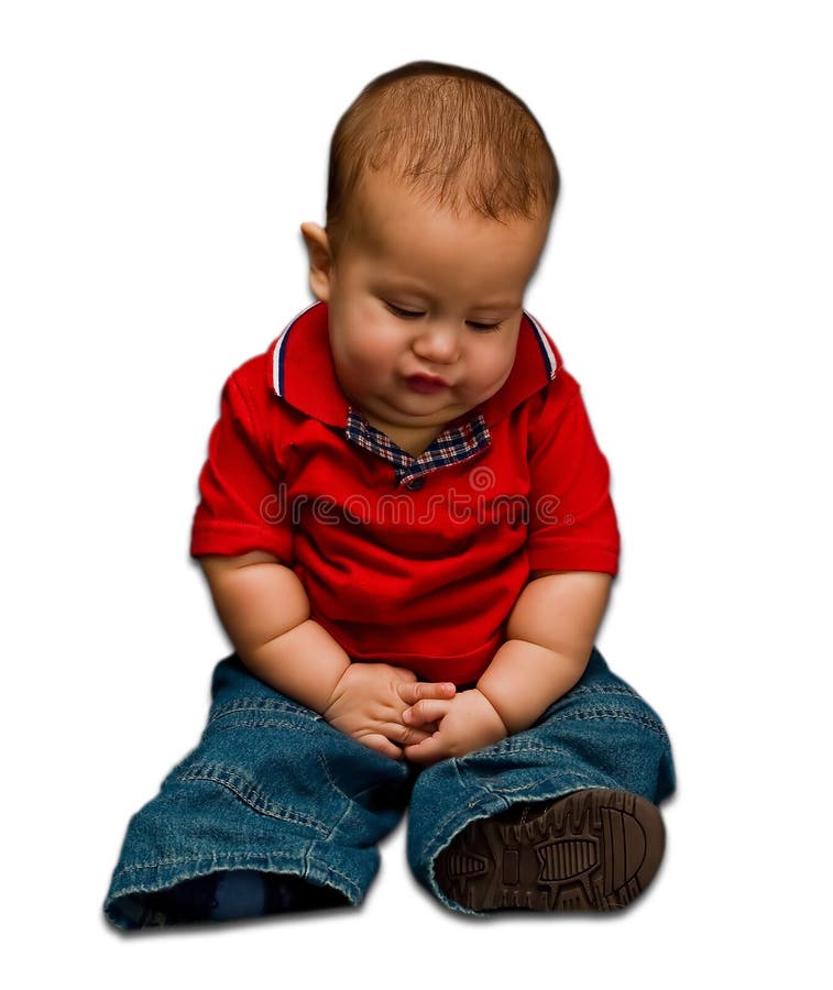 Baby thinks stock photo. Image of worry, isolated, child - 3996766