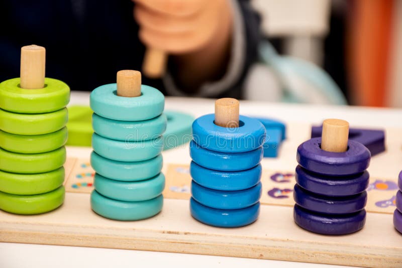 Baby Toddler Early Development. Wooden Stack and Count Rainbow Colors ...