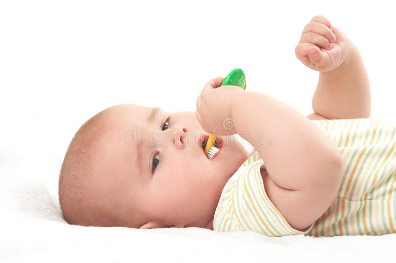 Portrait of wriggling baby stock image. Image of pretty - 1732757