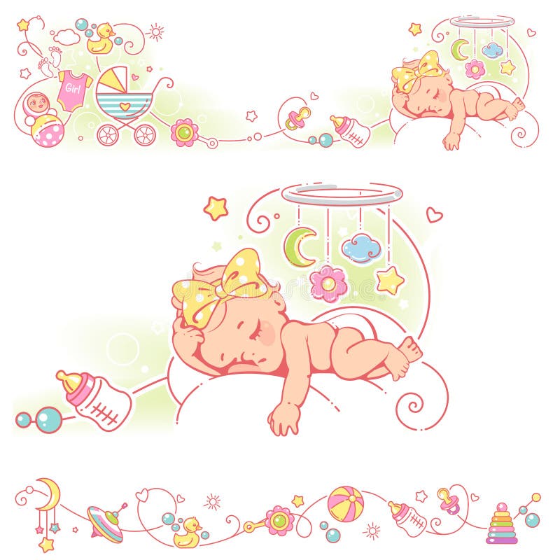 Baby and Toys Borders. Decorative Elements Frame. Stock Vector ...