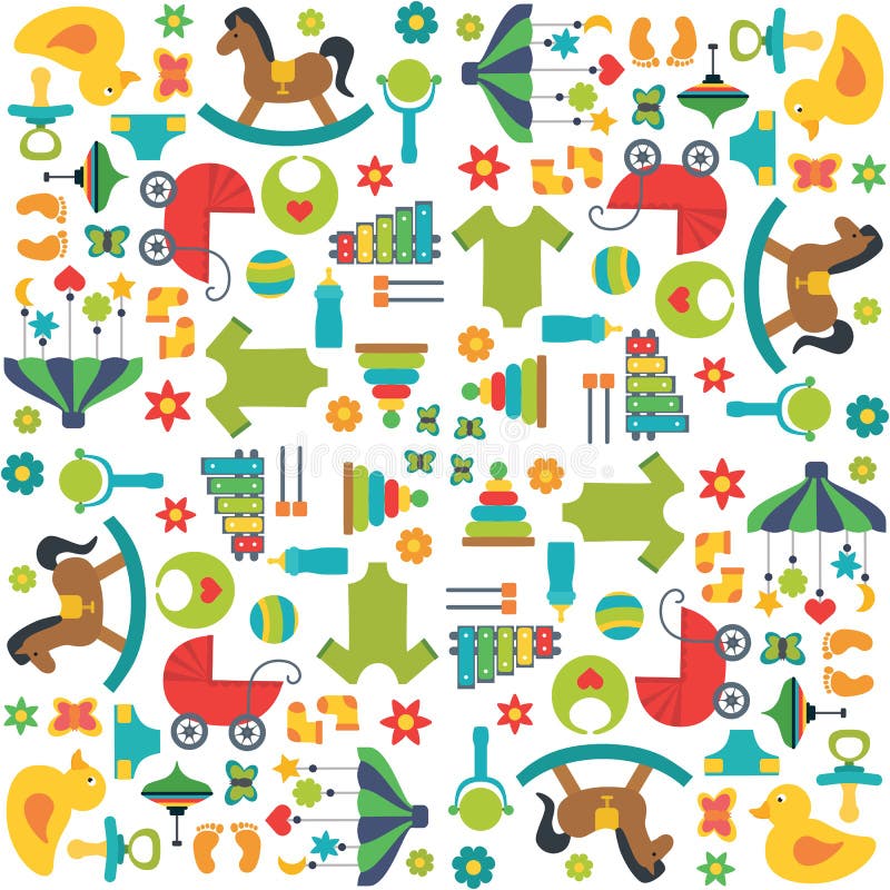 Baby toys pattern stock illustration. Illustration of toys - 46335381