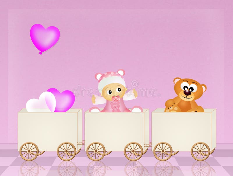 Baby on train stock illustration. Illustration of girl - 66980128