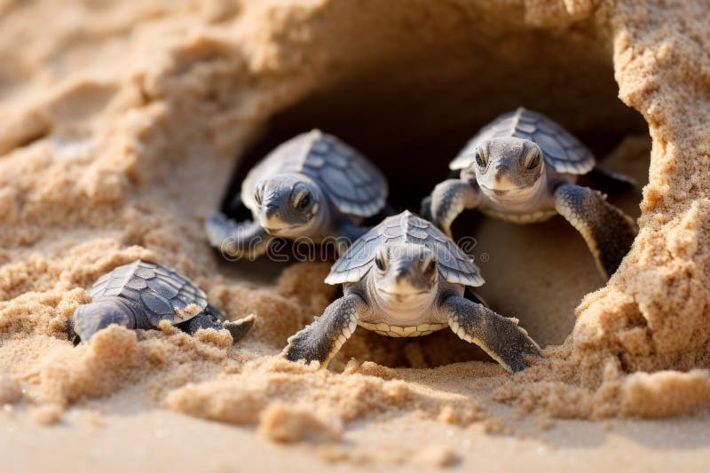 Baby Turtles Breaking Free from Their Eggshells Stock Illustration ...