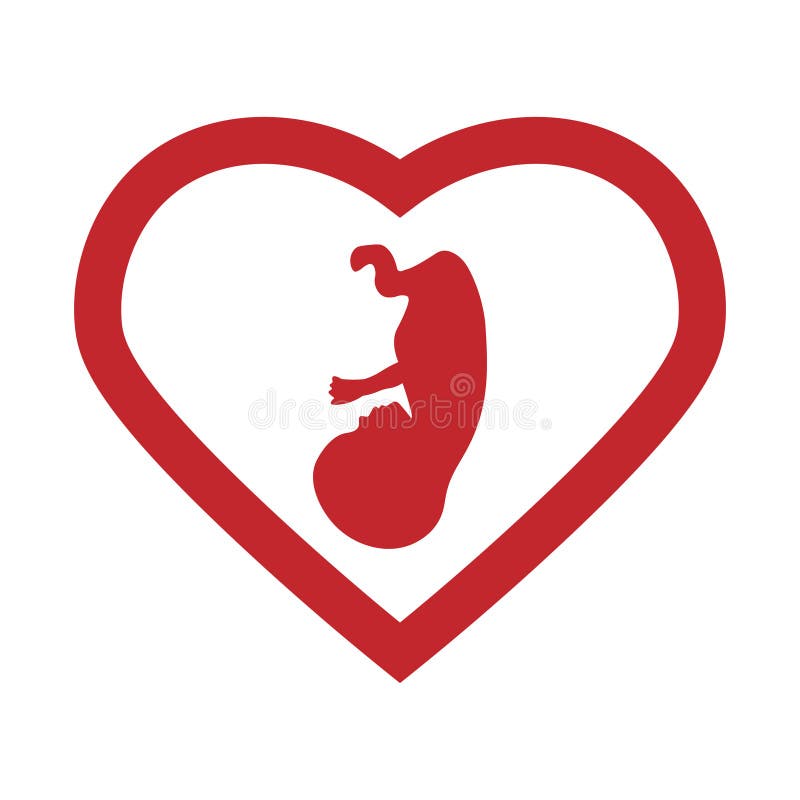 Baby Unborn in Heart Icon stock illustration. Illustration of happiness ...