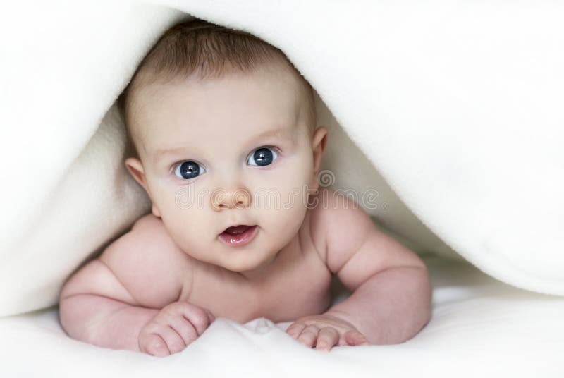 Baby under blanket stock image. Image of person, looking - 86631055