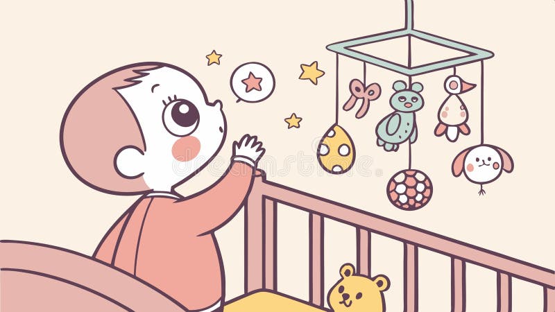 Baby Under Crib Mobile, Mobile Toy, Visual Stimulation Vector Design ...
