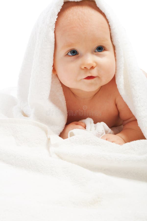 Baby under towel stock image. Image of human, face, caucasian - 10427603