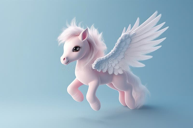 Baby Unicorn with Wings, Crafted with Technology Stock Illustration ...