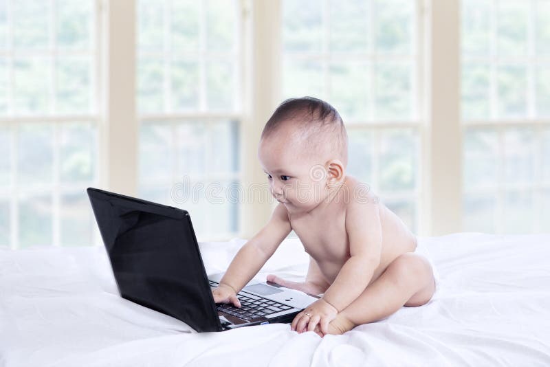 Mom and Her Baby Using Laptop Stock Photo - Image of laptop, adorable ...