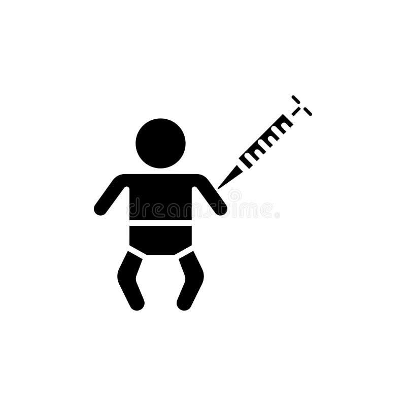 Baby Vaccination Line Icon Isolated on White Background Stock ...