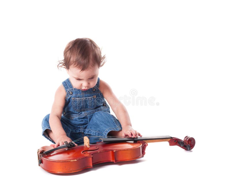 Baby and violin stock image. Image of cute, little, artist - 30364911