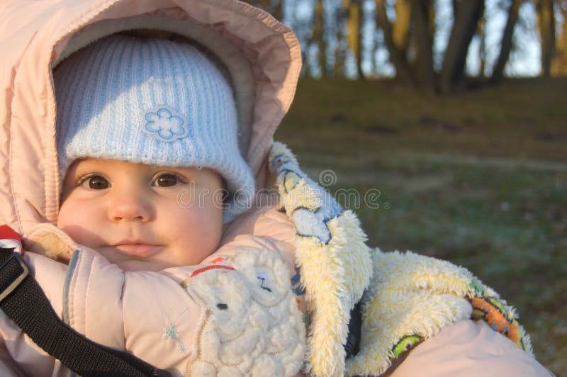 Baby on walk stock image. Image of autumn, brown, trees - 7600837
