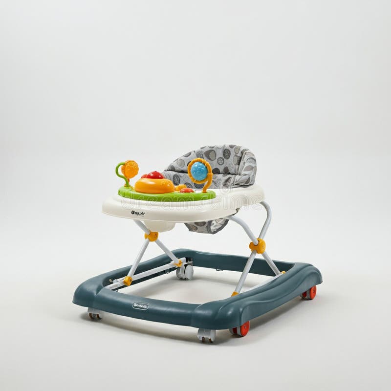 Baby Walker with a White Plastic Tray Featuring Colorful, Interactive Elements Including Stock ...