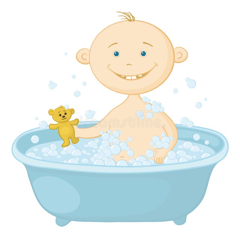 Baby wash in the bath stock vector. Illustration of infant - 23623239