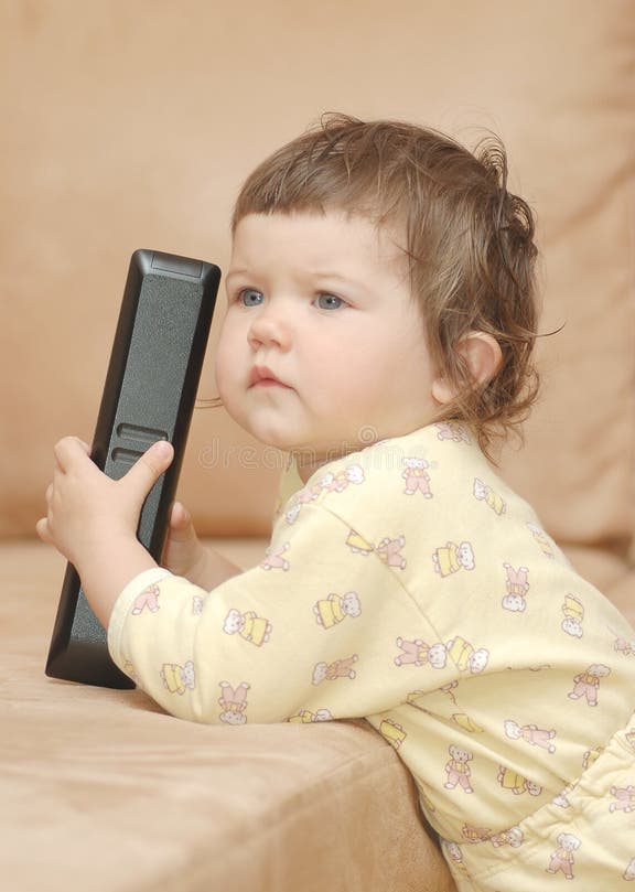 Baby, watching tv stock photo. Image of childhood, portrait - 12472282