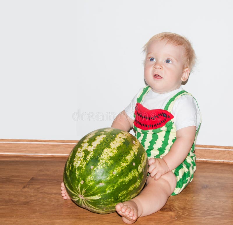 Baby and watermelon stock photo. Image of food, refreshing - 44162856