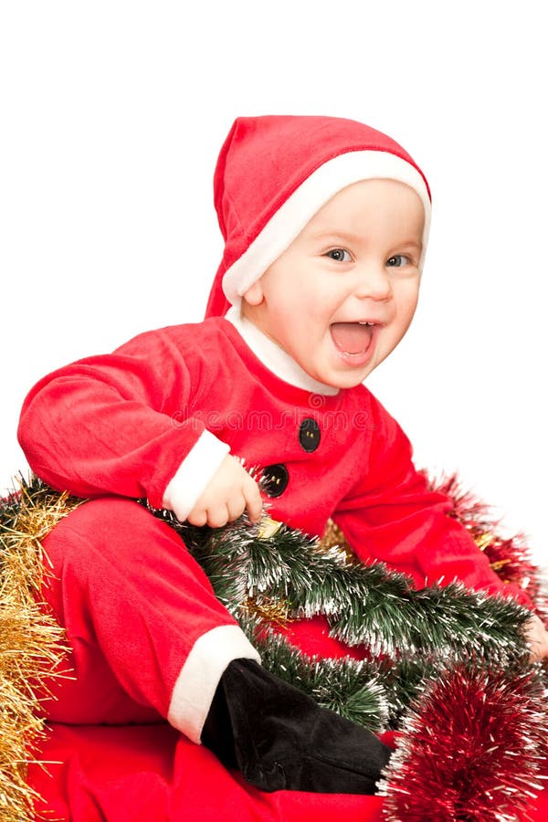 Baby wearing Santa suit stock photo. Image of cute, holiday - 12175990