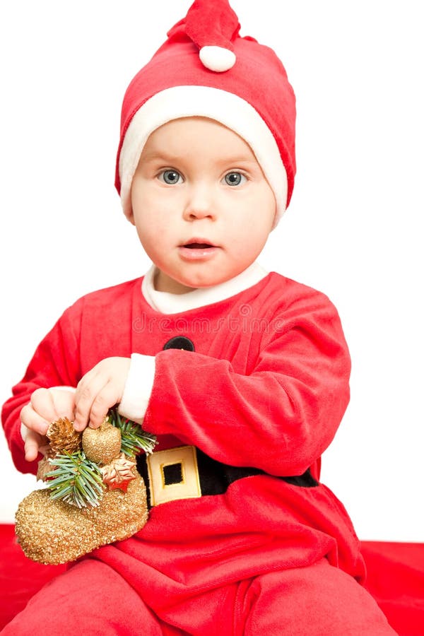 Baby wearing Santa suit stock image. Image of caucasian - 12189171