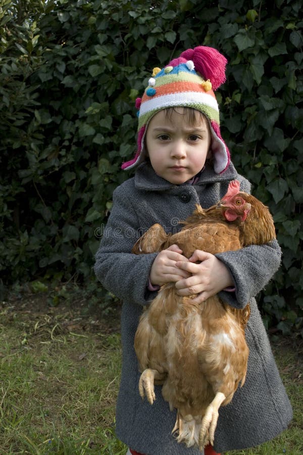 Baby whit chicken stock photo. Image of cute, farm, laugh - 11131812