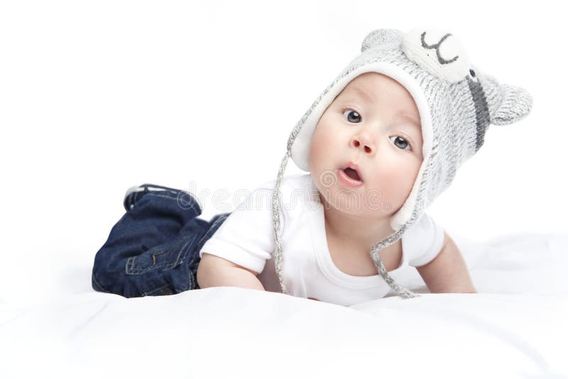Baby on white background stock image. Image of eyes, childhood - 59805439