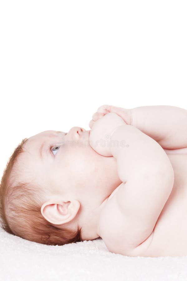 Baby on a white background stock photo. Image of cheerful - 56745670