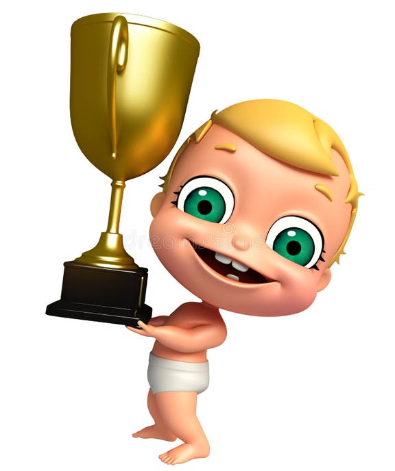 Baby with winning cup stock illustration. Illustration of preschooler ...