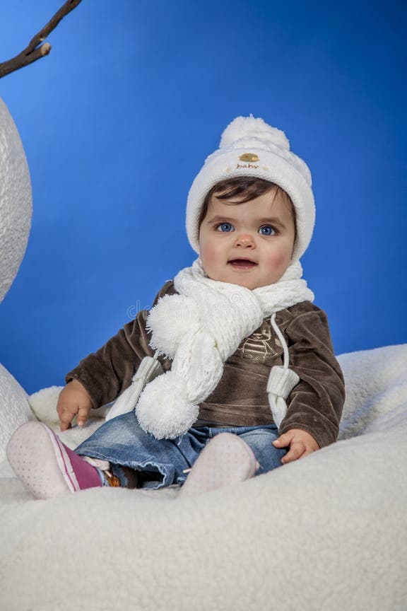 Baby with a wool cap stock image. Image of wool, coat - 27447601