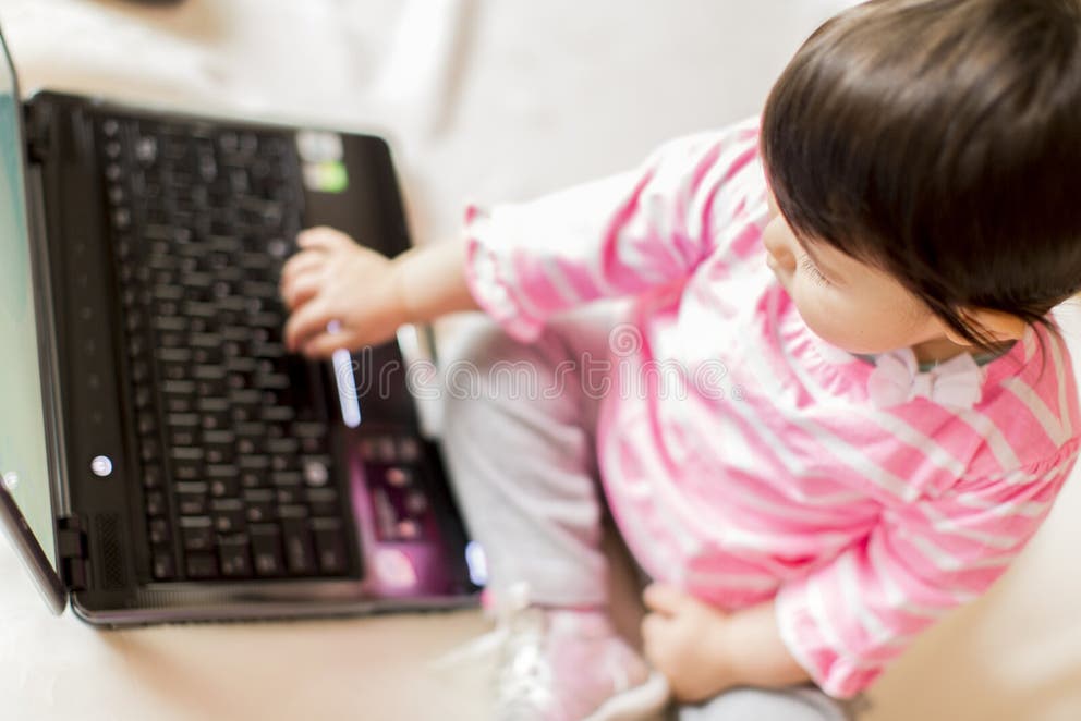 Baby working on laptop stock photo. Image of baby, laptop - 28939594