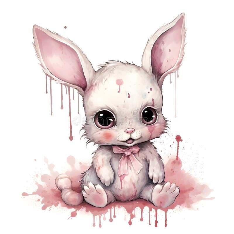 Baby Zombie Cute Bunny Cute Bunny Watercolor Stock Illustration ...