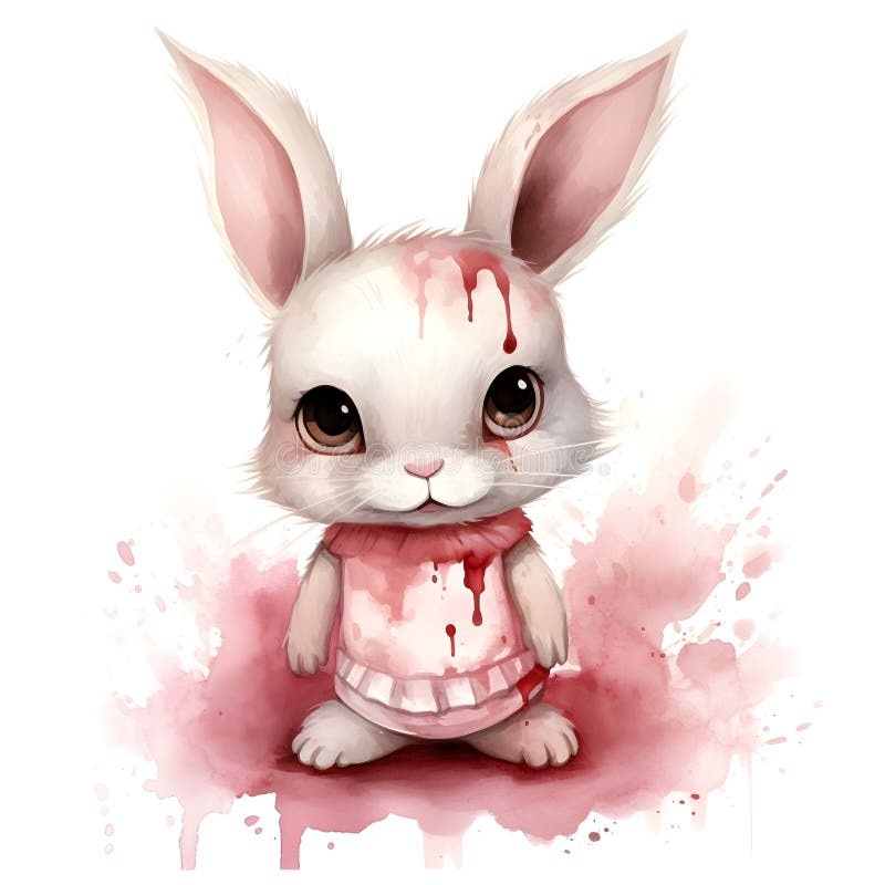Baby Zombie Cute Bunny Cute Bunny Watercolor Stock Illustration ...