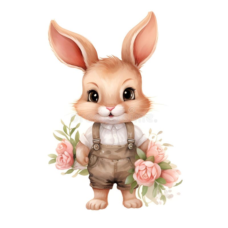 Baby Zookeeper Cute Bunny Cute Bunny Watercolor Stock Illustration ...