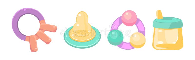 Babyhood Object and Different Items for Playing Vector Set Stock Vector ...